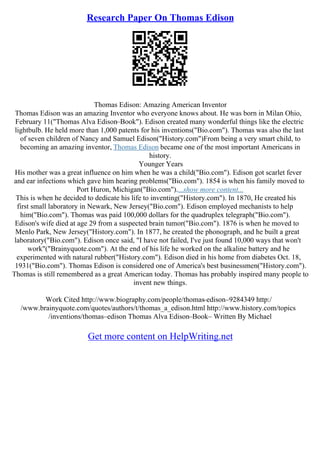 Thomas Edison Essay | PDF