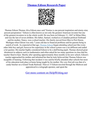 Thomas Edison Essay | PDF
