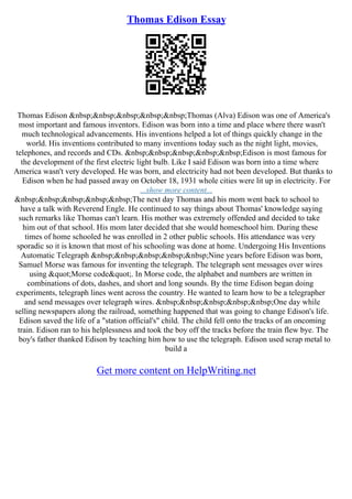 Thomas Edison Essay | PDF