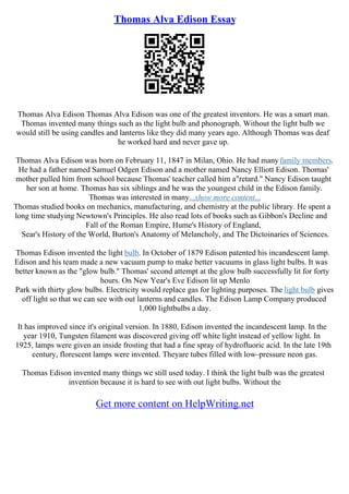 Thomas Edison Essay | PDF