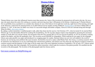 Thomas Edison Essay | PDF | Science