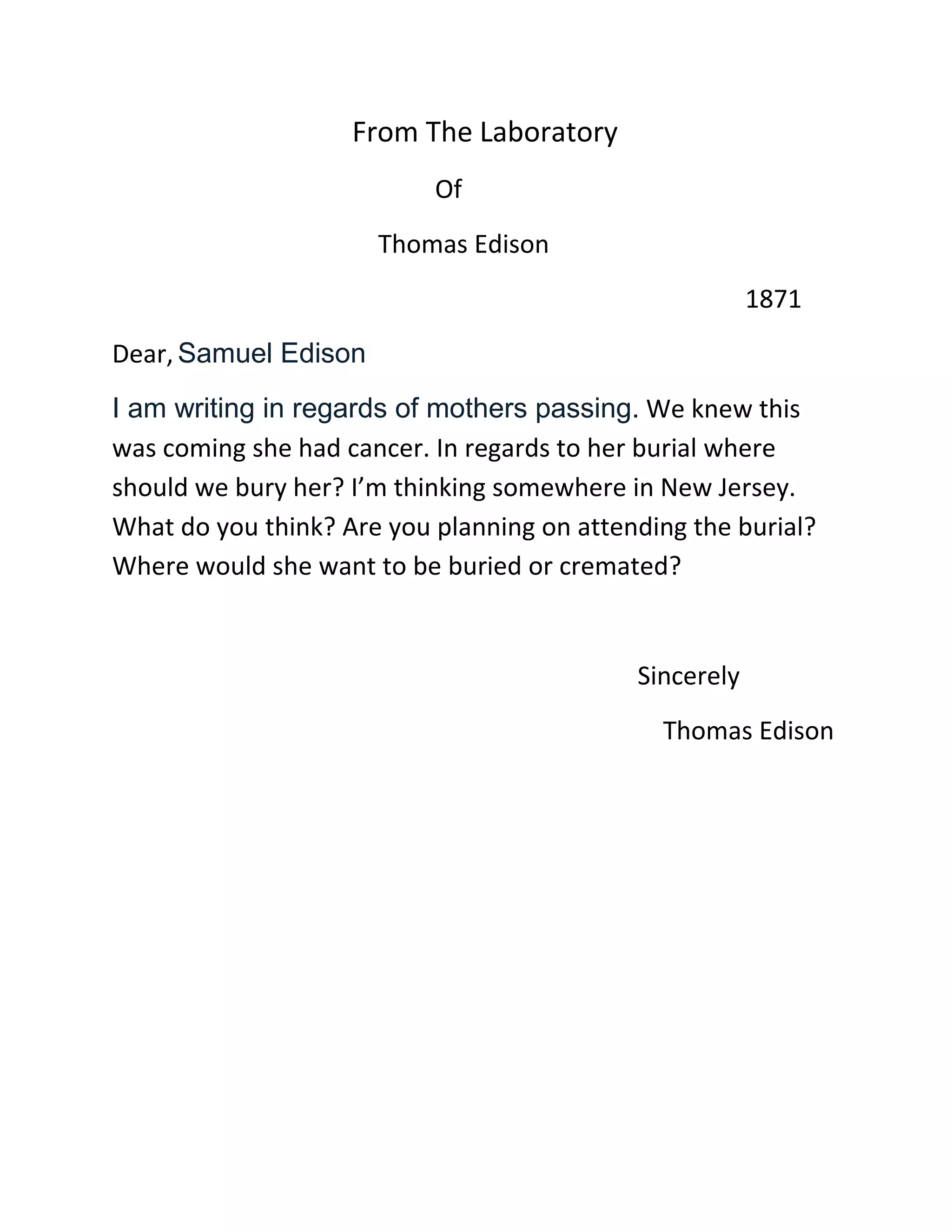 Thomas edison letter | PDF