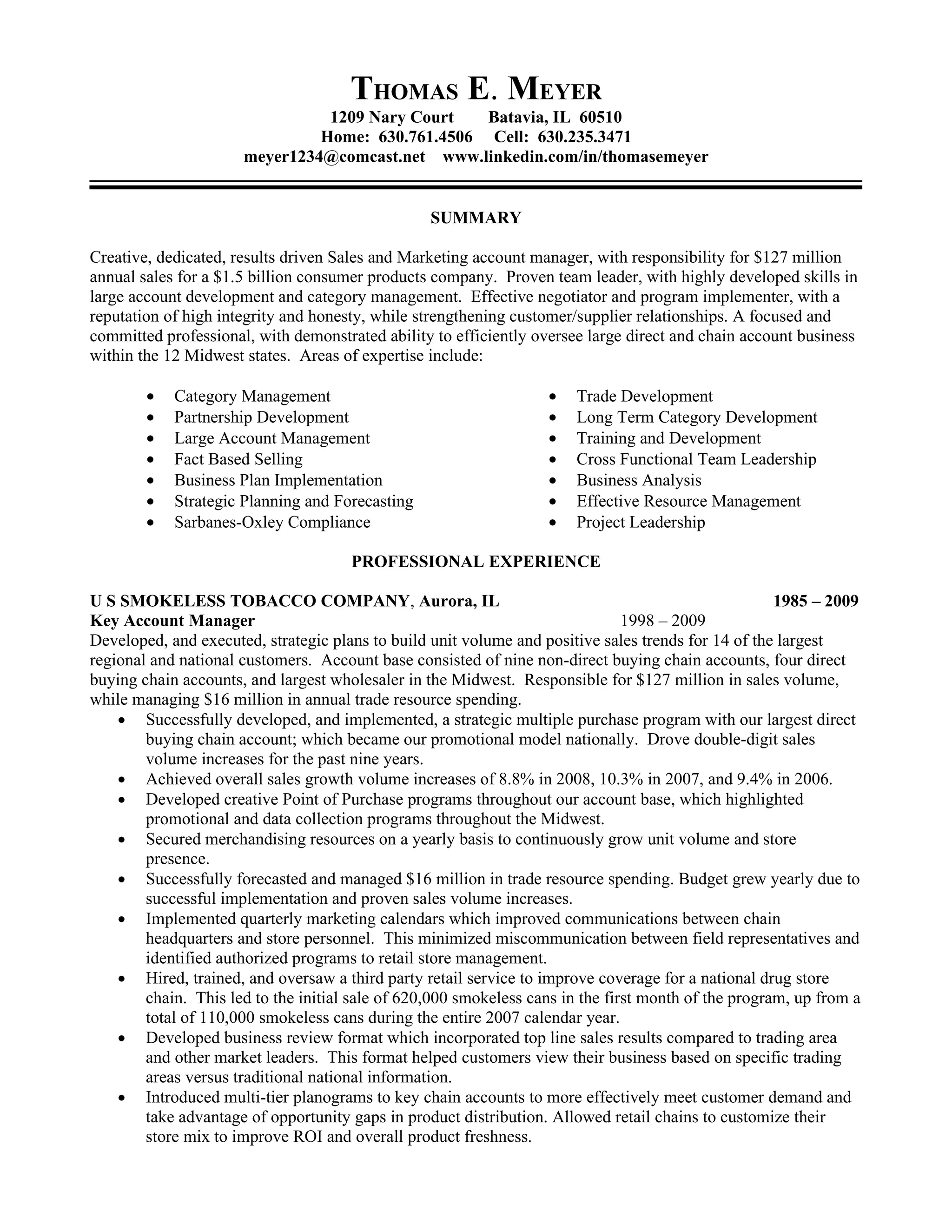 Thomas E Meyer Resume Linked In Version | DOC