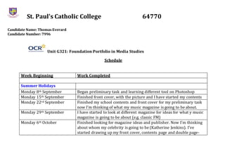 Thomas everard schedule template | DOCX | Music | Entertainment