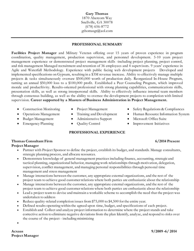 Thomas, gary project manager | PDF