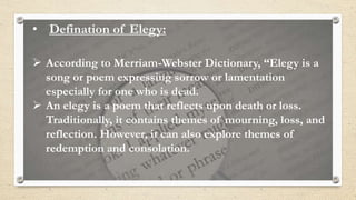 Thomas gray, elegy | PPTX