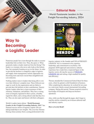 World Passionate Leaders in the Freight Forwarding Industry, 2024 | PDF ...