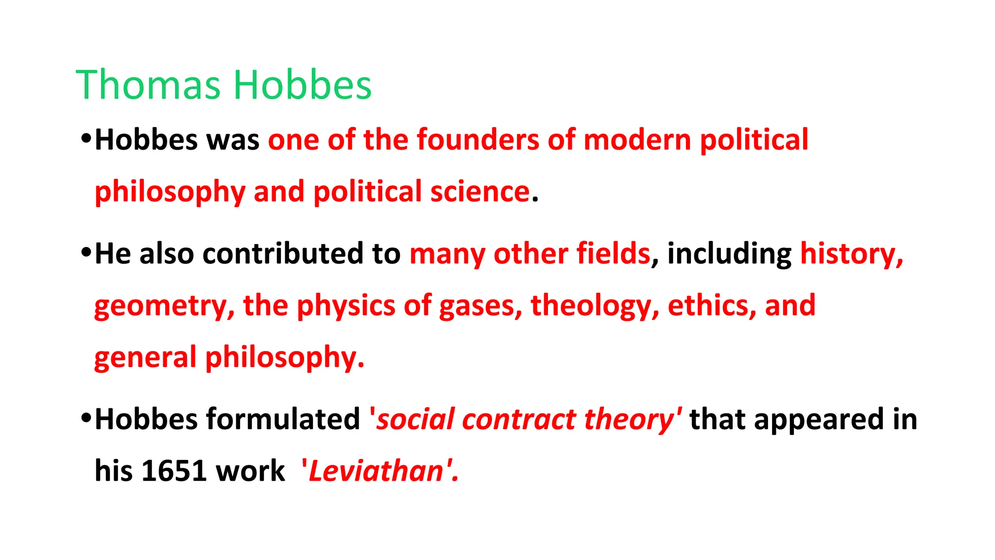 THOMAS HOBBES: Ideas, Concepts and Countributions | PPT