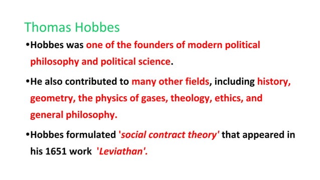 THOMAS HOBBES: Ideas, Concepts and Countributions | PPT