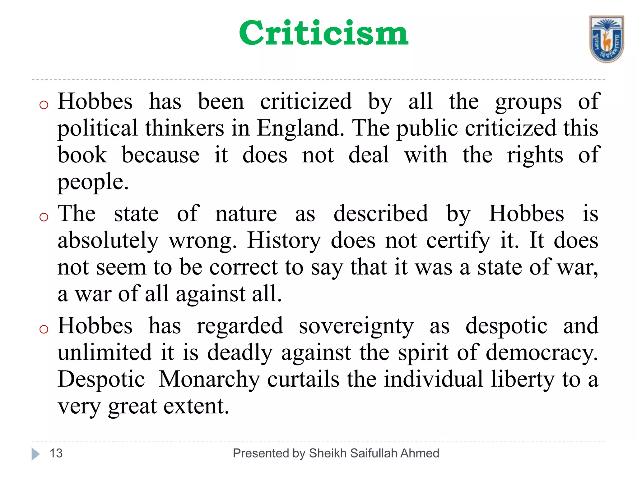 Thomas Hobbes and The Social Contract | PPTX