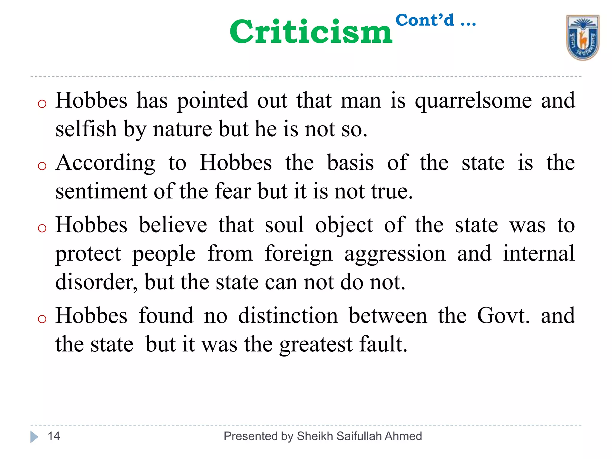 Thomas Hobbes and The Social Contract | PPTX