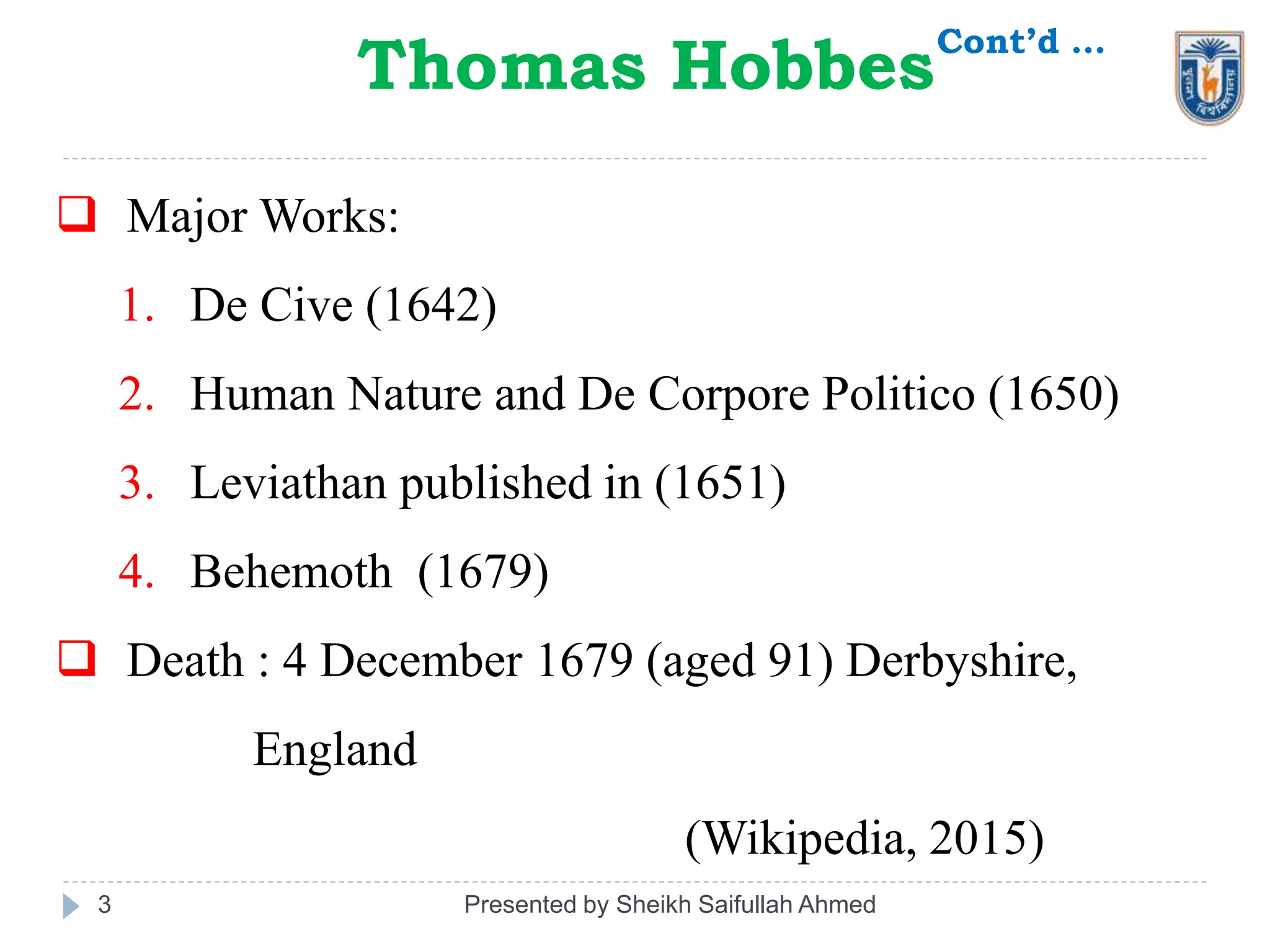 Thomas Hobbes and The Social Contract | PPTX