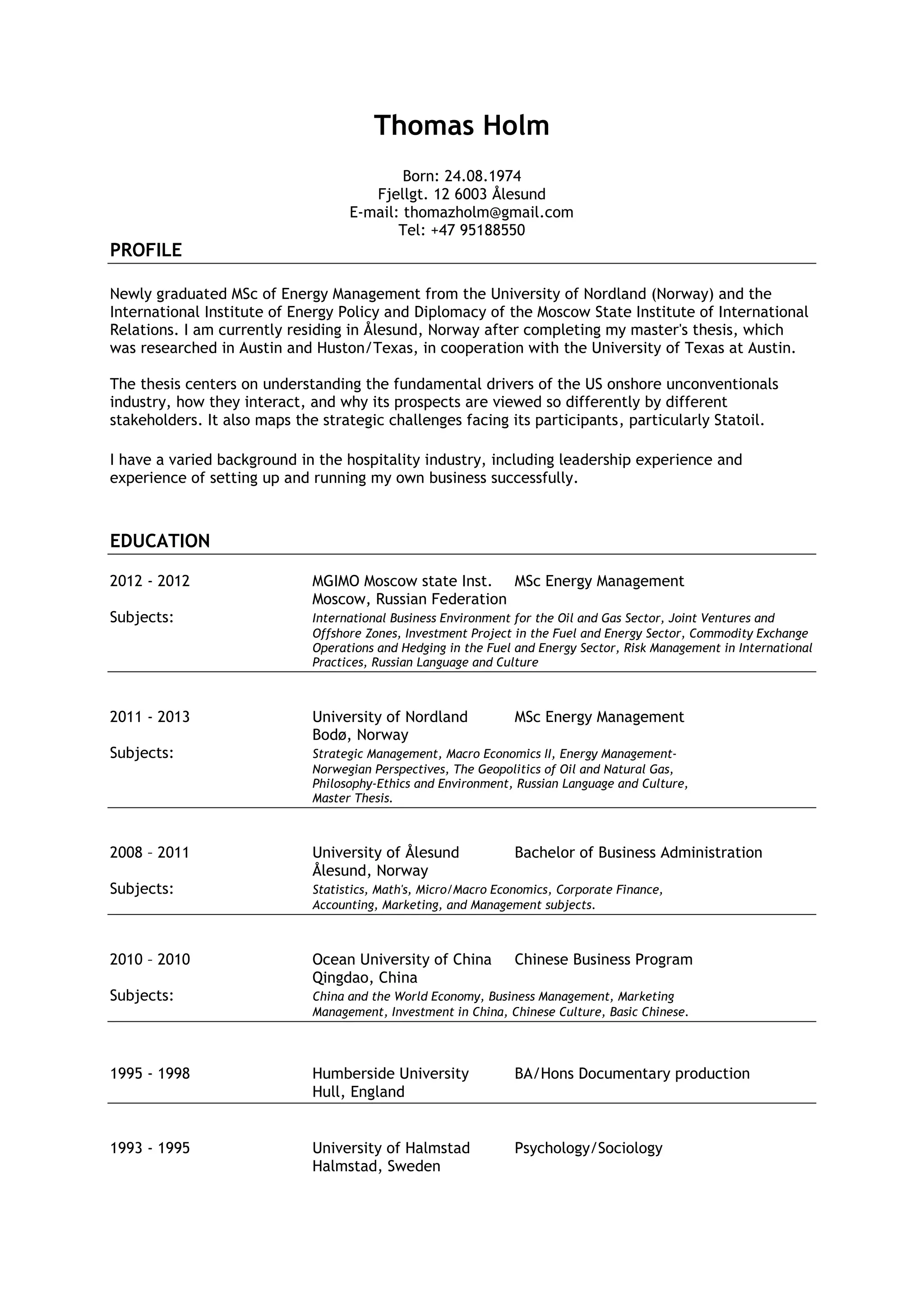 Thomas holm cv (english) | PDF