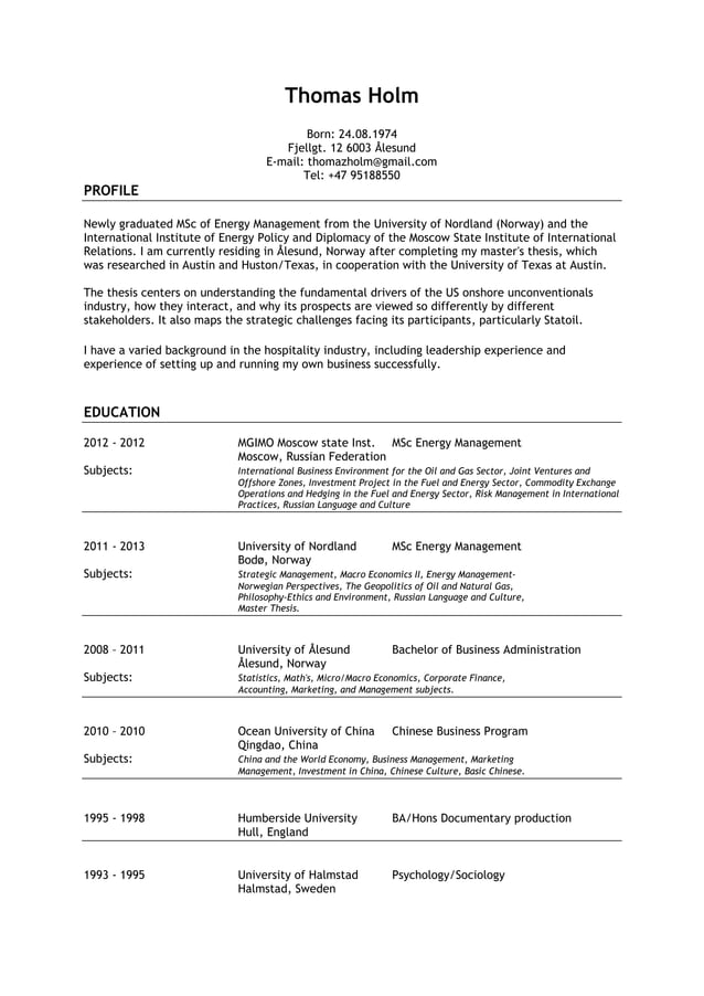 Thomas holm cv (english) | PDF