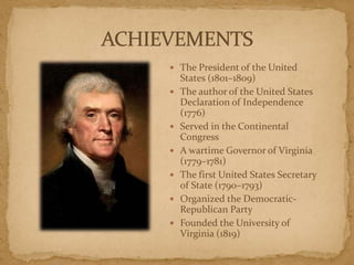 Thomas Jefferson As President Achievements