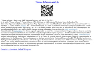 Thomas Jefferson Analysis | PPT