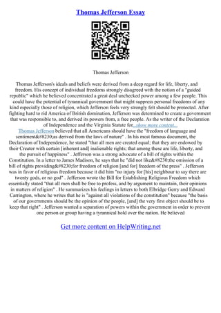 Thomas Jefferson Essays | PDF