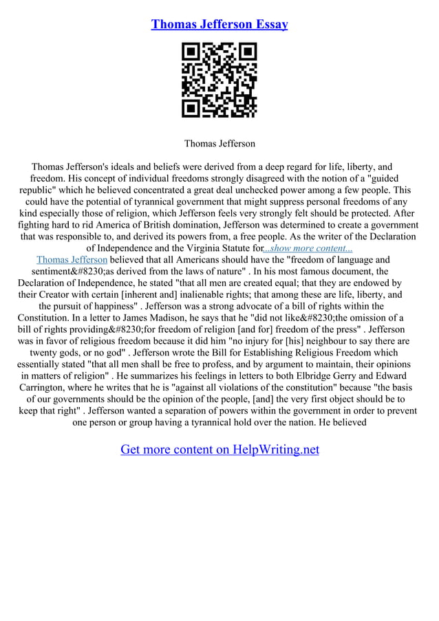 Thomas Jefferson Essays | PDF