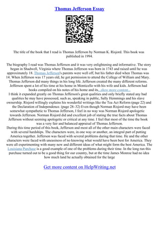 Thomas Jefferson Essays | PDF