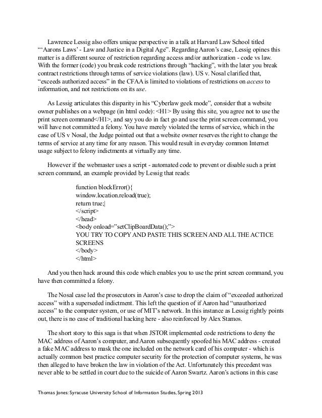 The CFAA and Aarons Law