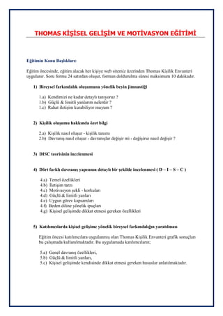 Thomas Kişisel Gelişim Eğitimi | PDF