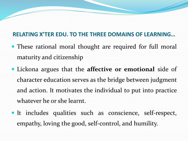 Thomas lickona’s character education theory | PPTX | Education