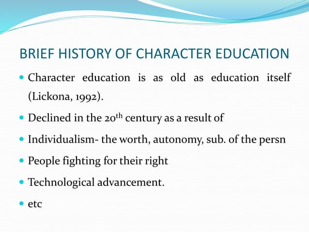 Thomas lickona’s character education theory | PPTX | Education