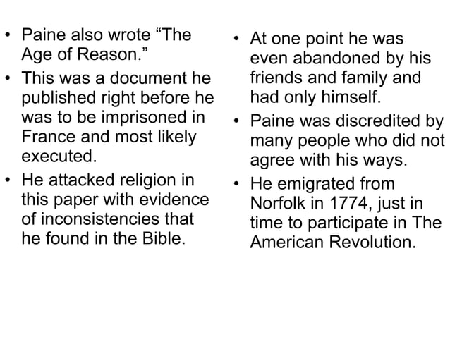Thomas paine 2 slides | PPT