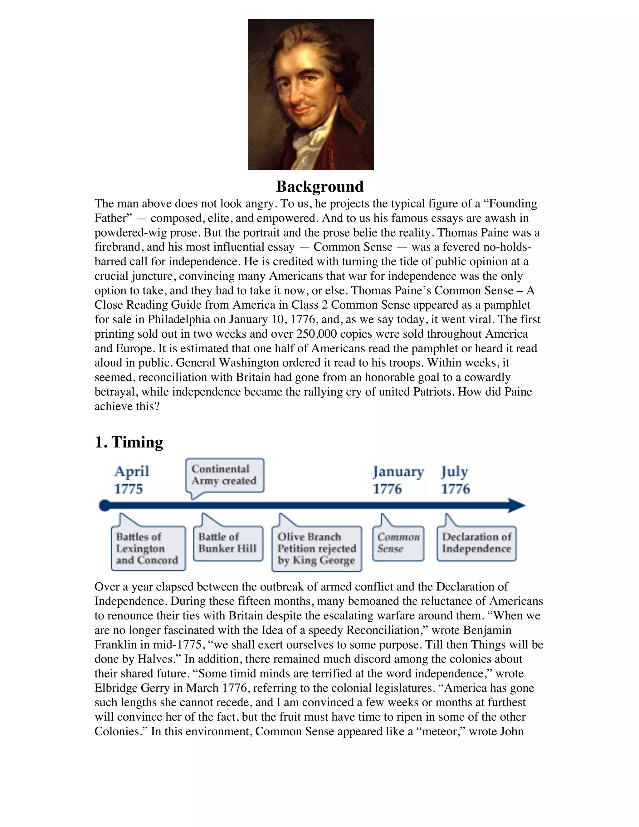 Thomas paine's common sense background info | PDF