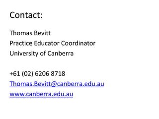 Thomas Bevitt - University of Canberra - Eportfolio example ...
