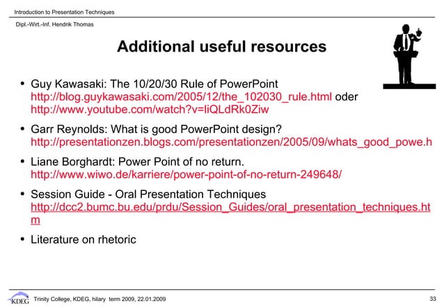 Hendrik Thomas - Presentation Technique 2009 | PPT