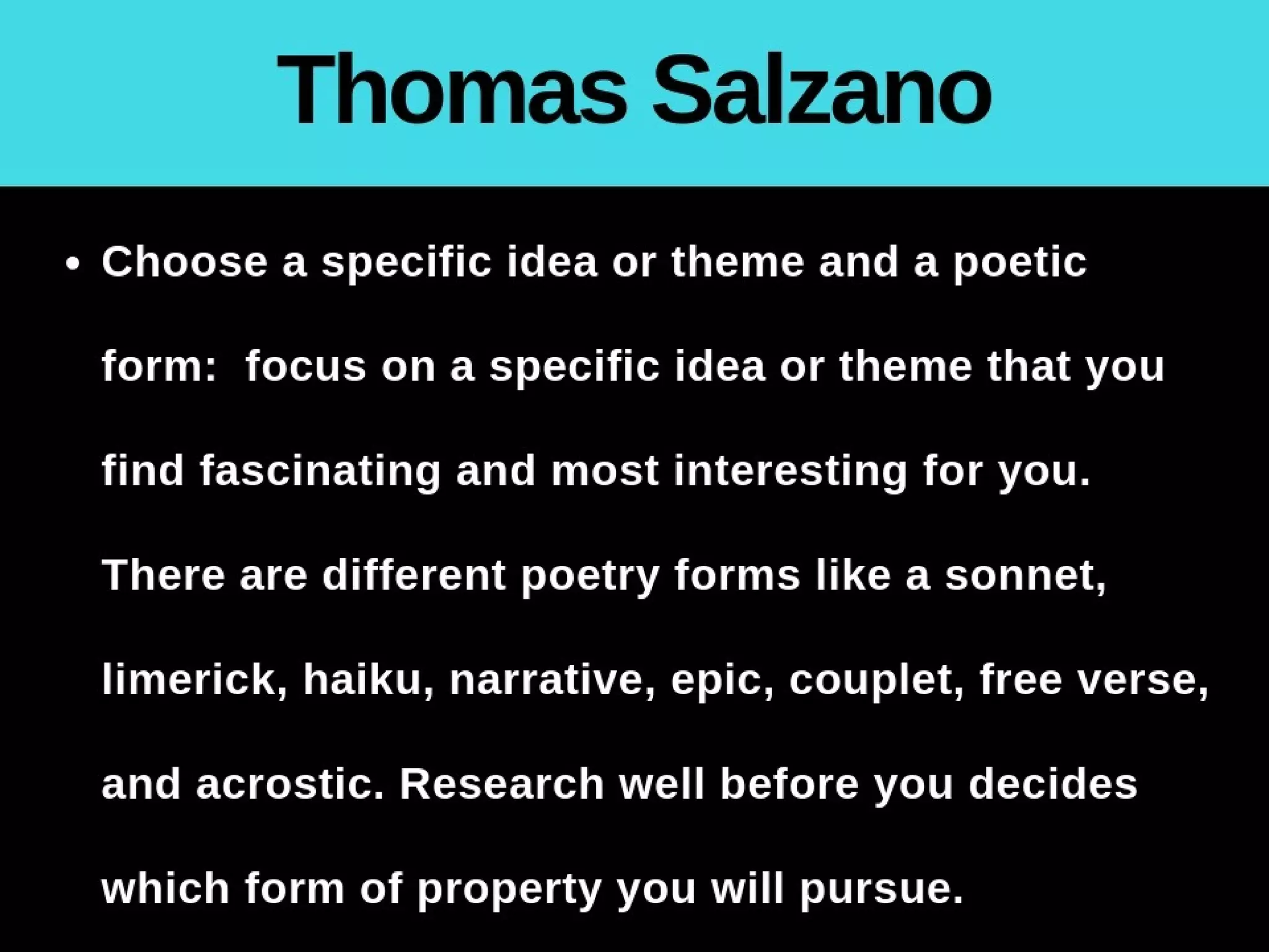 Thomas Salzano - How to Write a Poem | PPT