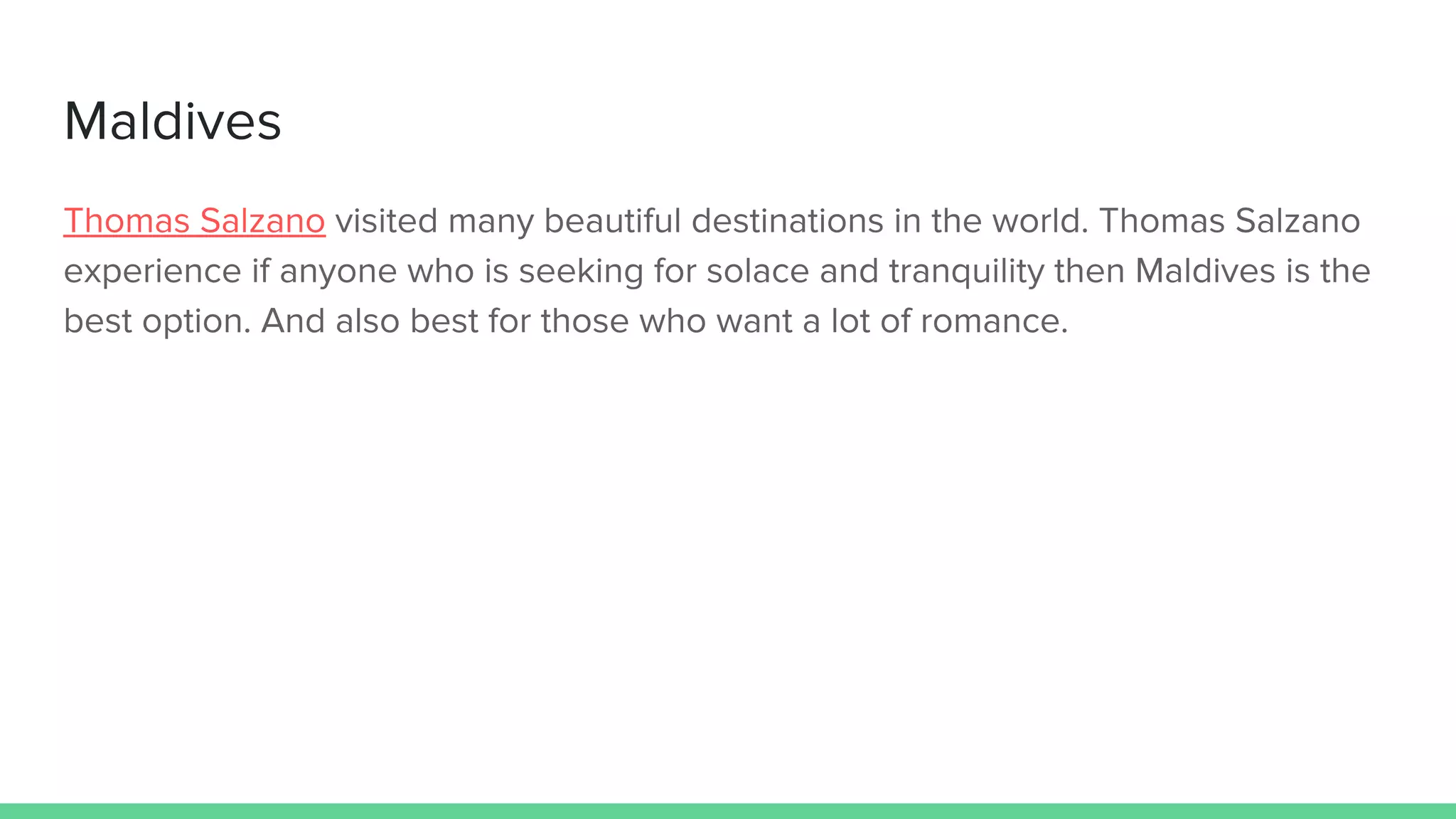 Thomas Salzano: How to Enjoy Holiday in Maldives | PPT