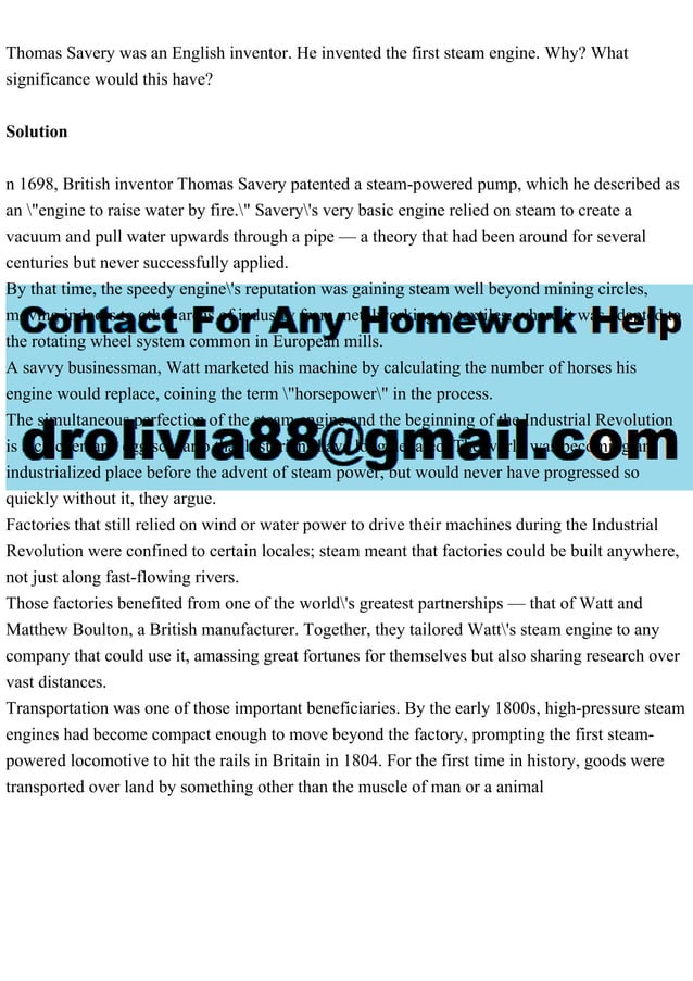 Thomas Savery was an English inventor. He invented the first steam e.pdf