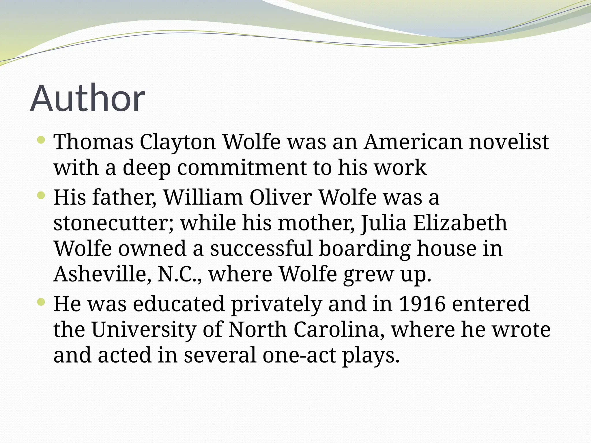 Thomas Wolfe - The Far and the Near.pptx