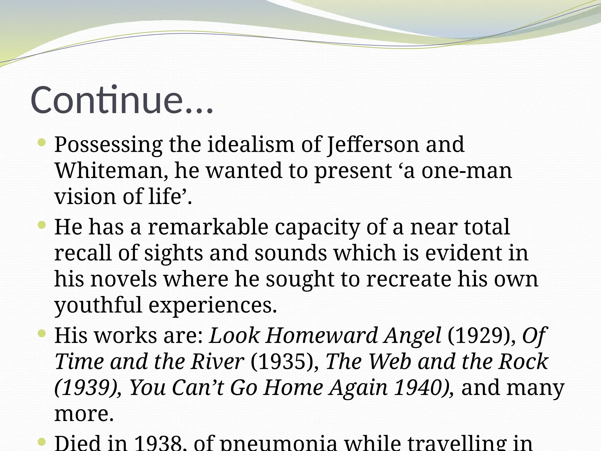 Thomas Wolfe - The Far and the Near.pptx