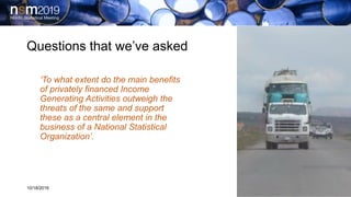 Income generating activities and its role in national statistical ...