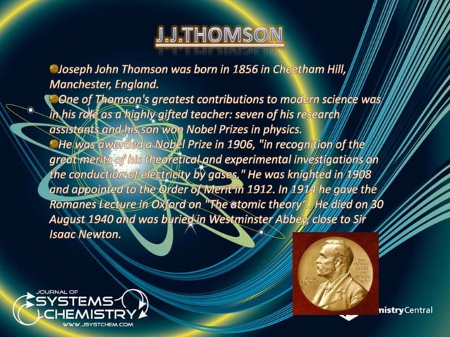 J.J.Thomson's model of an atom | PPTX | Chemistry | Science