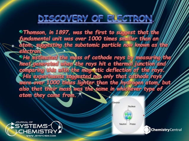 J.J.Thomson's model of an atom | PPTX | Chemistry | Science