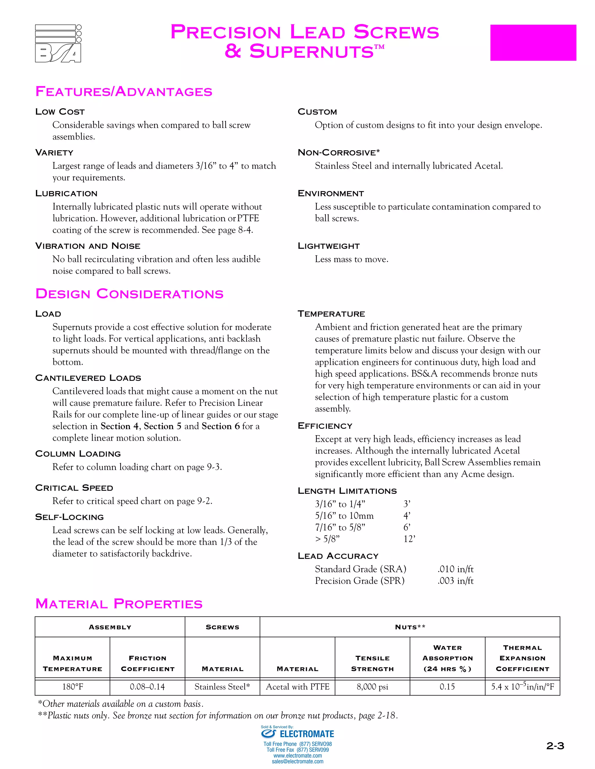 Thomson BSA Vee Thread Screws | PDF