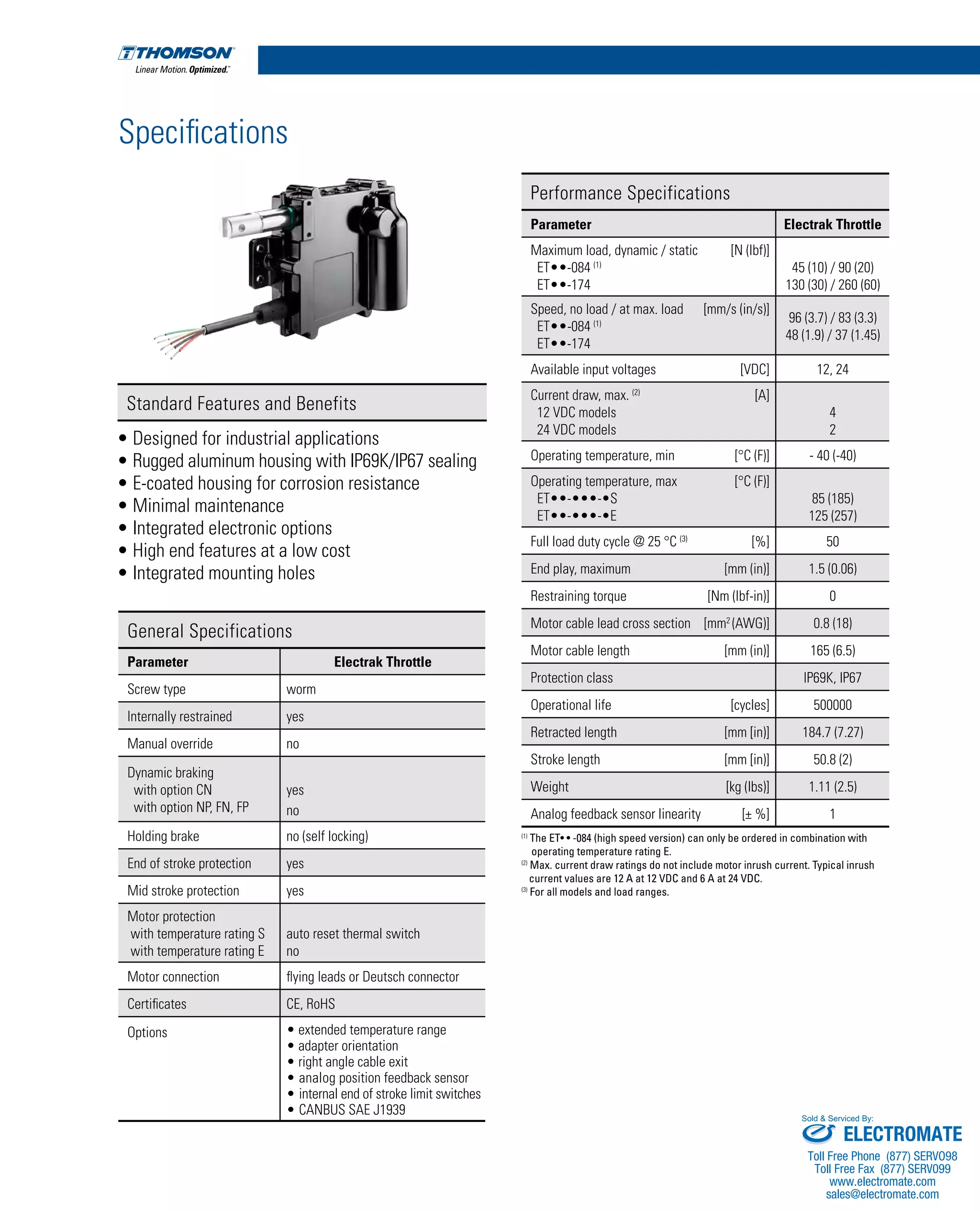 Thomson Linear Electrak Throttle Actuator | PDF