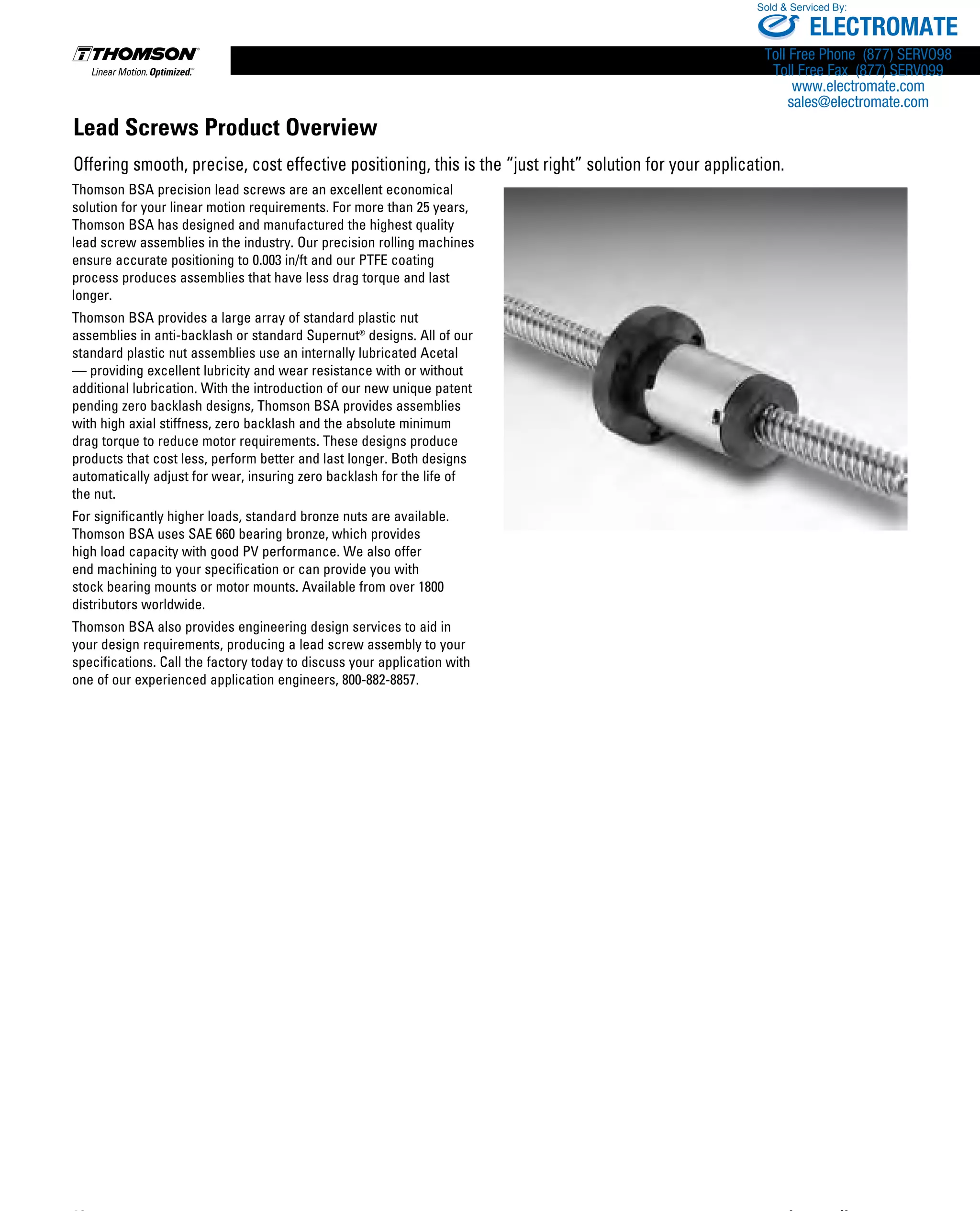 Thomson Linear Lead Screws, Ball Screws and Ball Splines | PDF