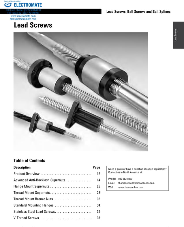 Thomson Linear Lead Screws, Ball Screws and Ball Splines | PDF