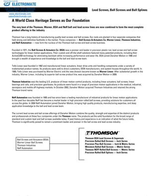 Thomson Linear Lead Screws, Ball Screws and Ball Splines | PDF