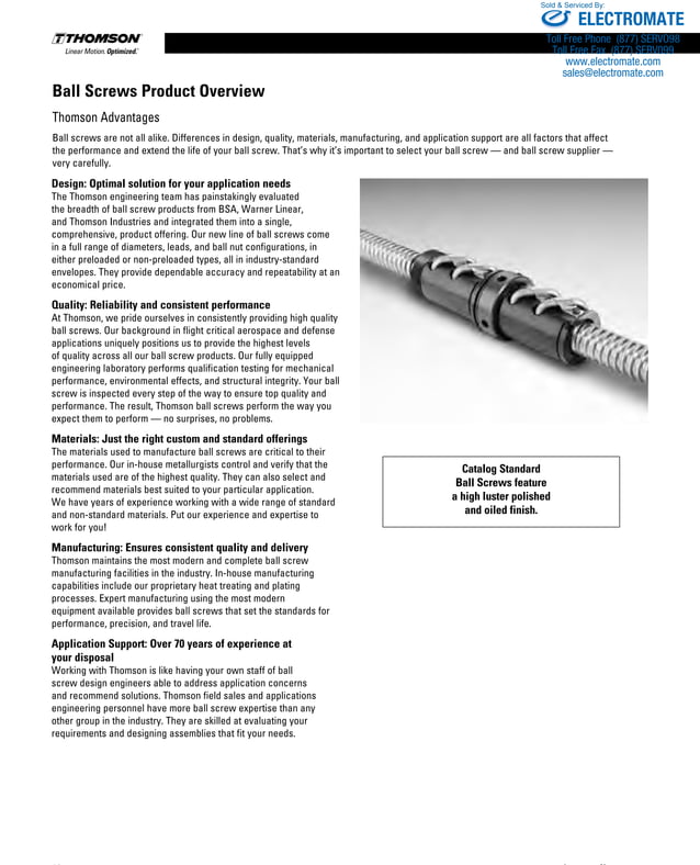 Thomson Linear Lead Screws, Ball Screws and Ball Splines | PDF