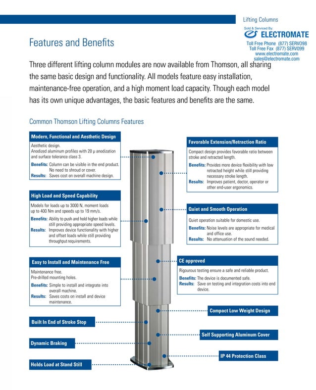 Thomson lifting columns_catalog | PDF