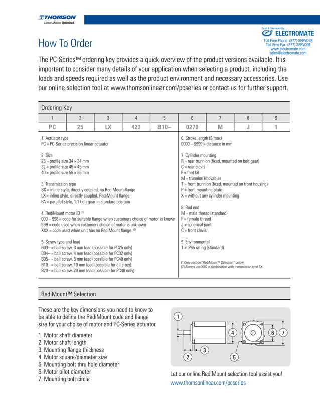 Thomson PC Series Precision Linear Actuators | PDF Thomson PC Series Precision Linear Actuators | PDF