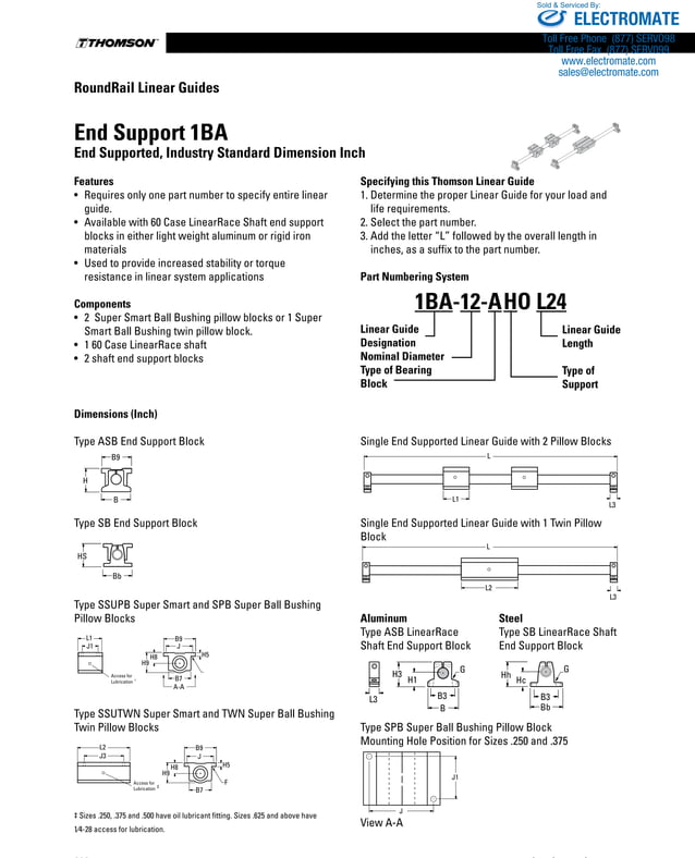 Thomson Linear RoundRail 1BA Specs | PDF