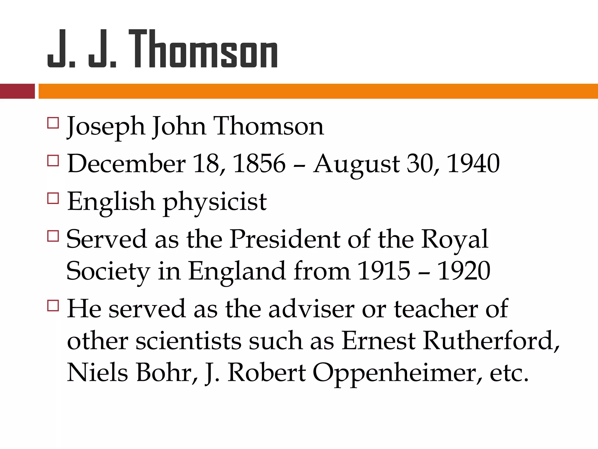 Thomson's Atomic Model | PPT
