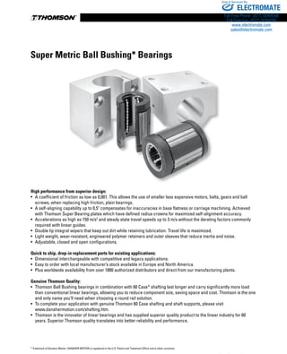 Thomson super metric_ball_bushing_bearings_specsheet | PDF